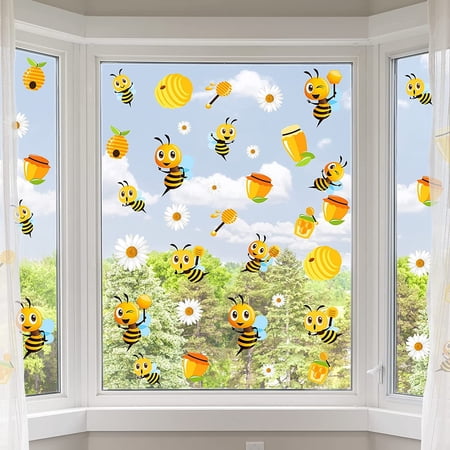 190 Pieces Bee Window Clings Honey Bee Window Stickers Window Clings ...