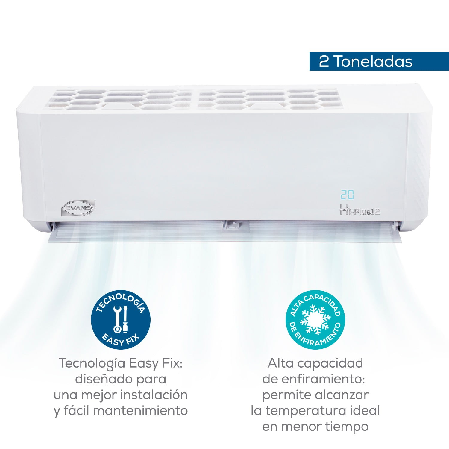 Minisplit Evans 2 Ton Solo Frío 220V 24000 BTU Color Blanco | Bodega ...