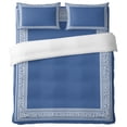 Blue Back Pattern Retro Greece King Size Bed Set,Abstract Geometric ...