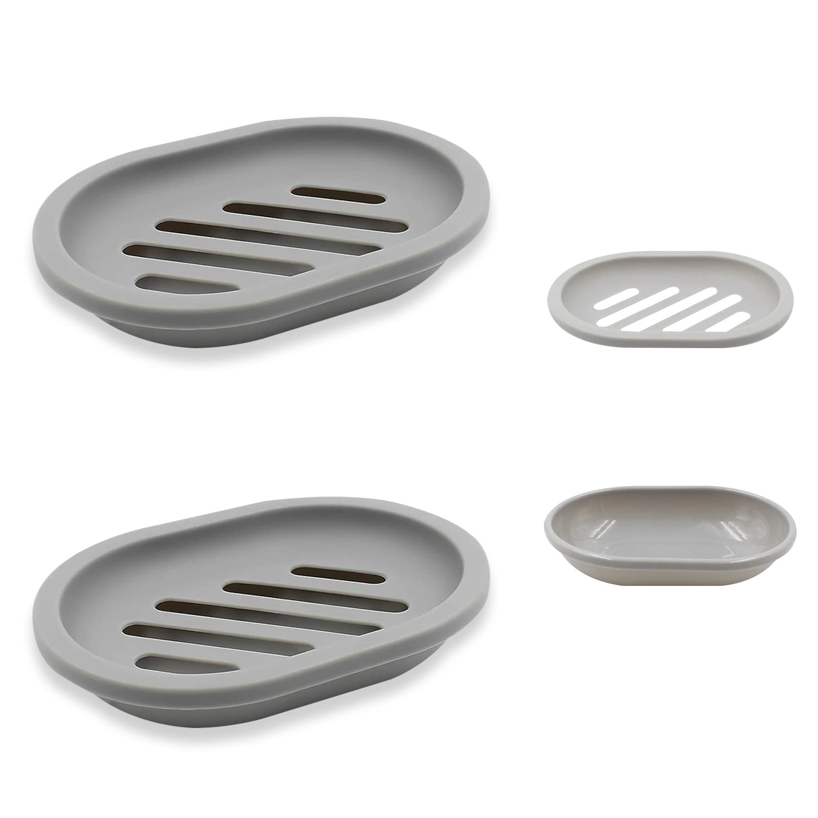 Soap Tray Plastic Soap Dish Container (Gray), Soap Box Holder for ...
