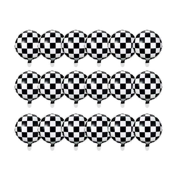 24pcs Black and White Checkerboard Foil Balloon Set 18 Inch Balloons ...