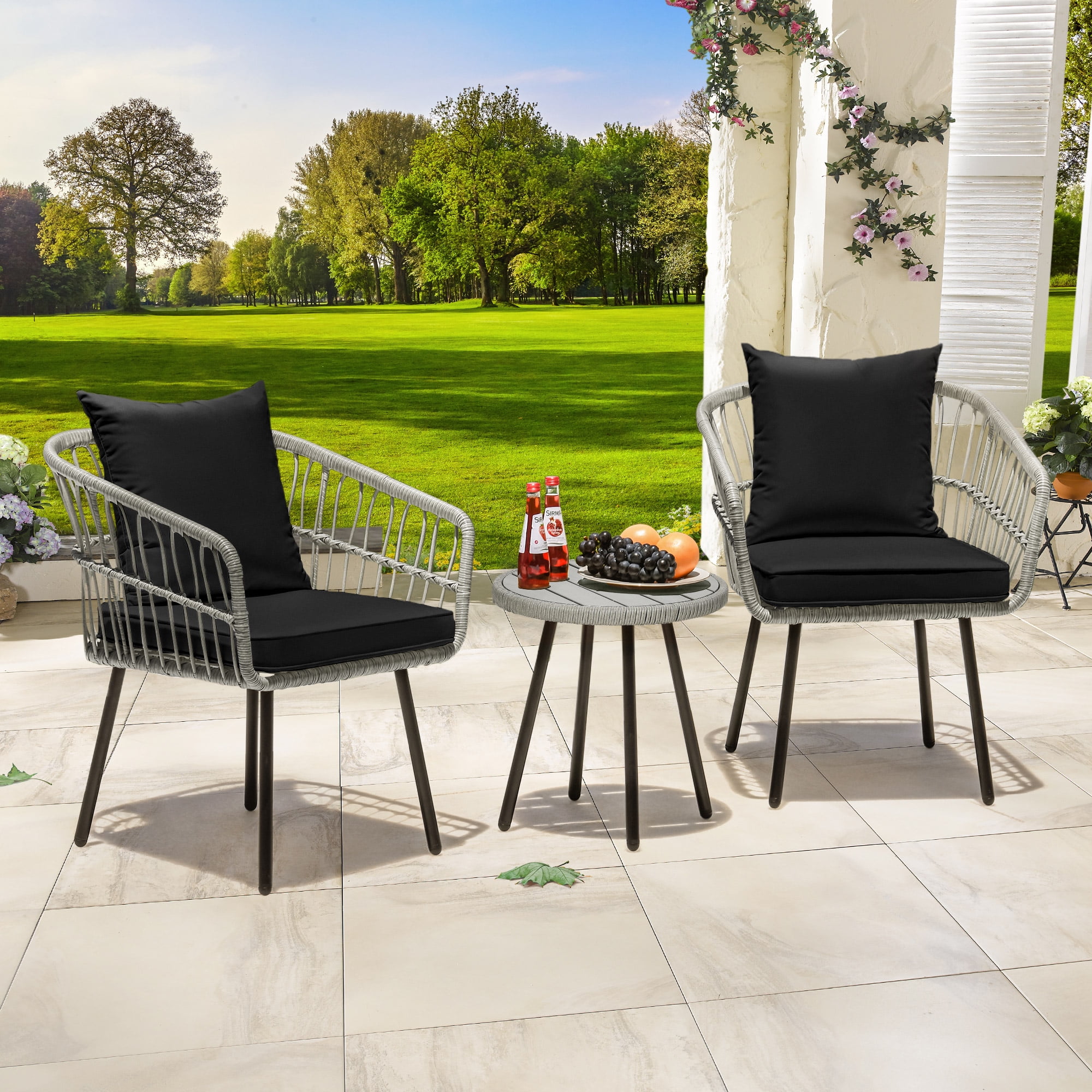 DEXTRUS 3 Pcs Patio Wicker Furniture Outdoor Rattan Sofa Garden ...