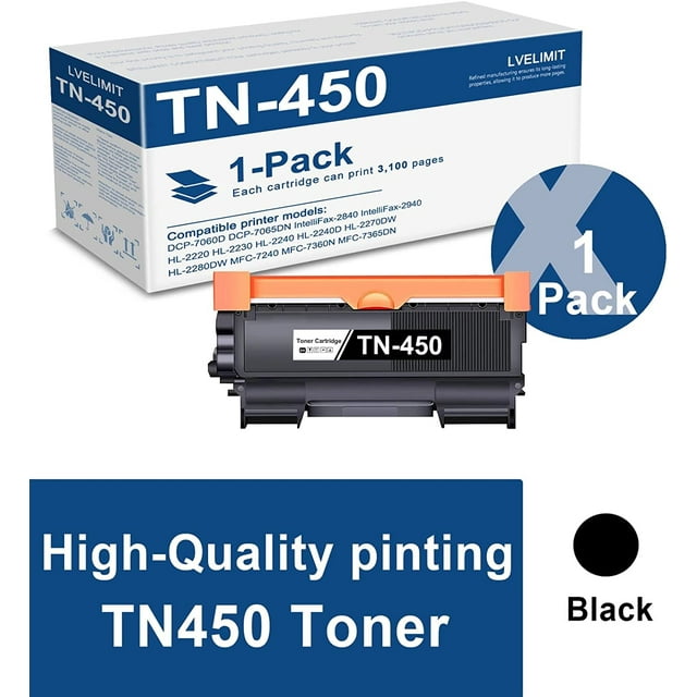 TN450 High Yield Toner-Cartridge 1-Black Replacement for TN450 Brother ...