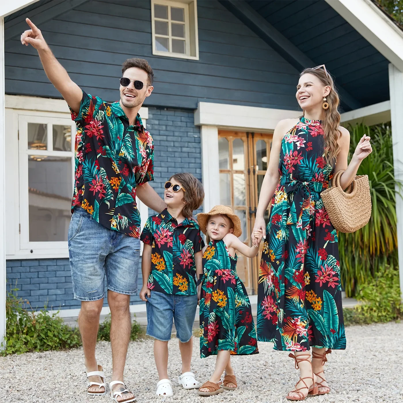 Click here for Patpat Family Matching Outfits Allover Plant Flora... prices