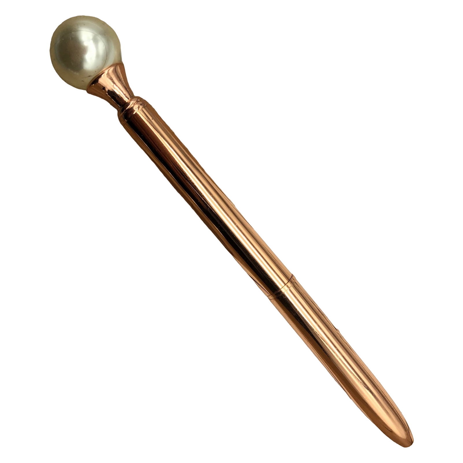 Farfi Metal Ballpoint Pen Replaceable 1mm Black Refill Imitation Pearls ...