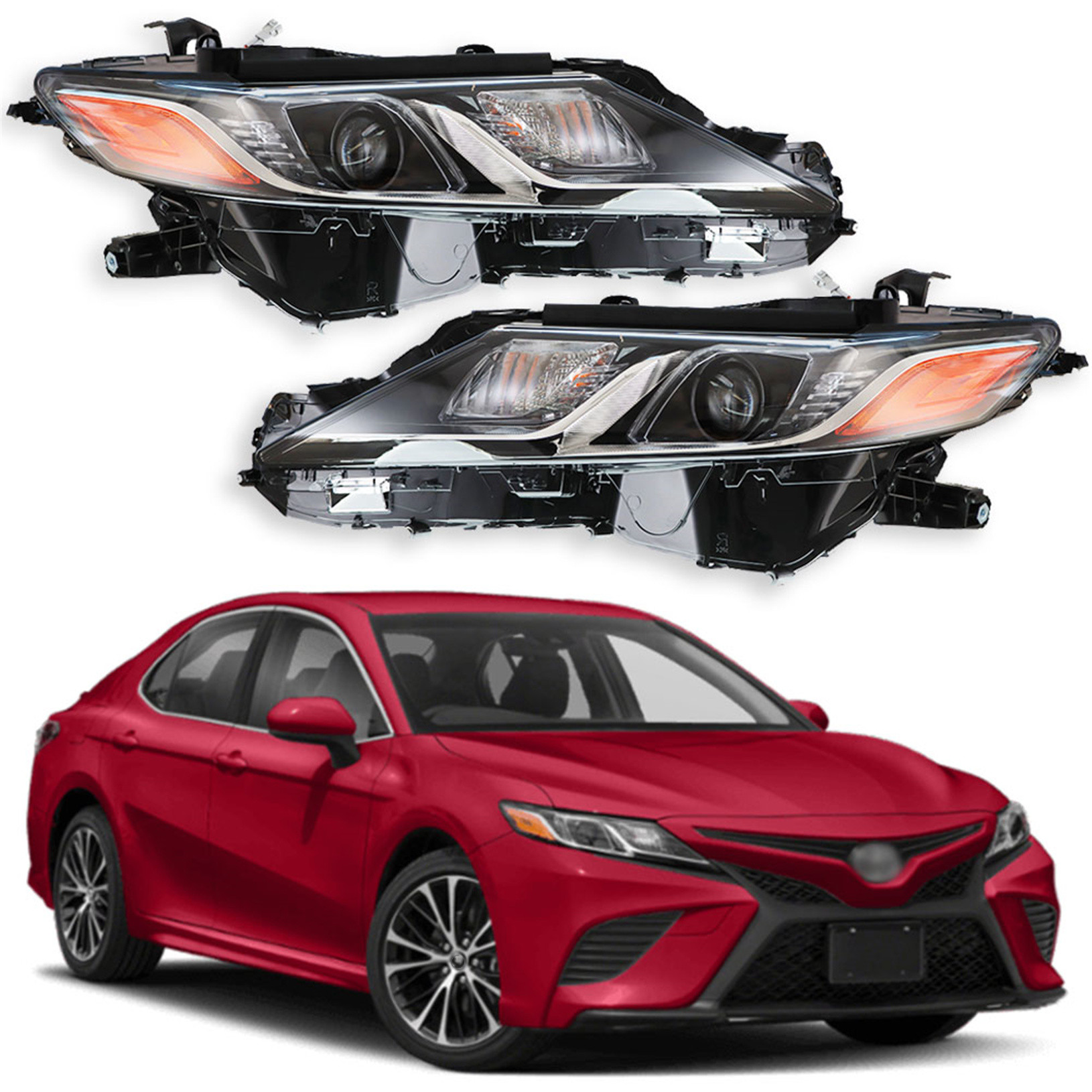 LABLT LED Headlight Headlamps for 2018-2021 Toyota Camry LE SE Black ...