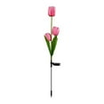 CaraMart Realistic Solar Tulip Flower Lights 3 Heads LED Garden Stake ...