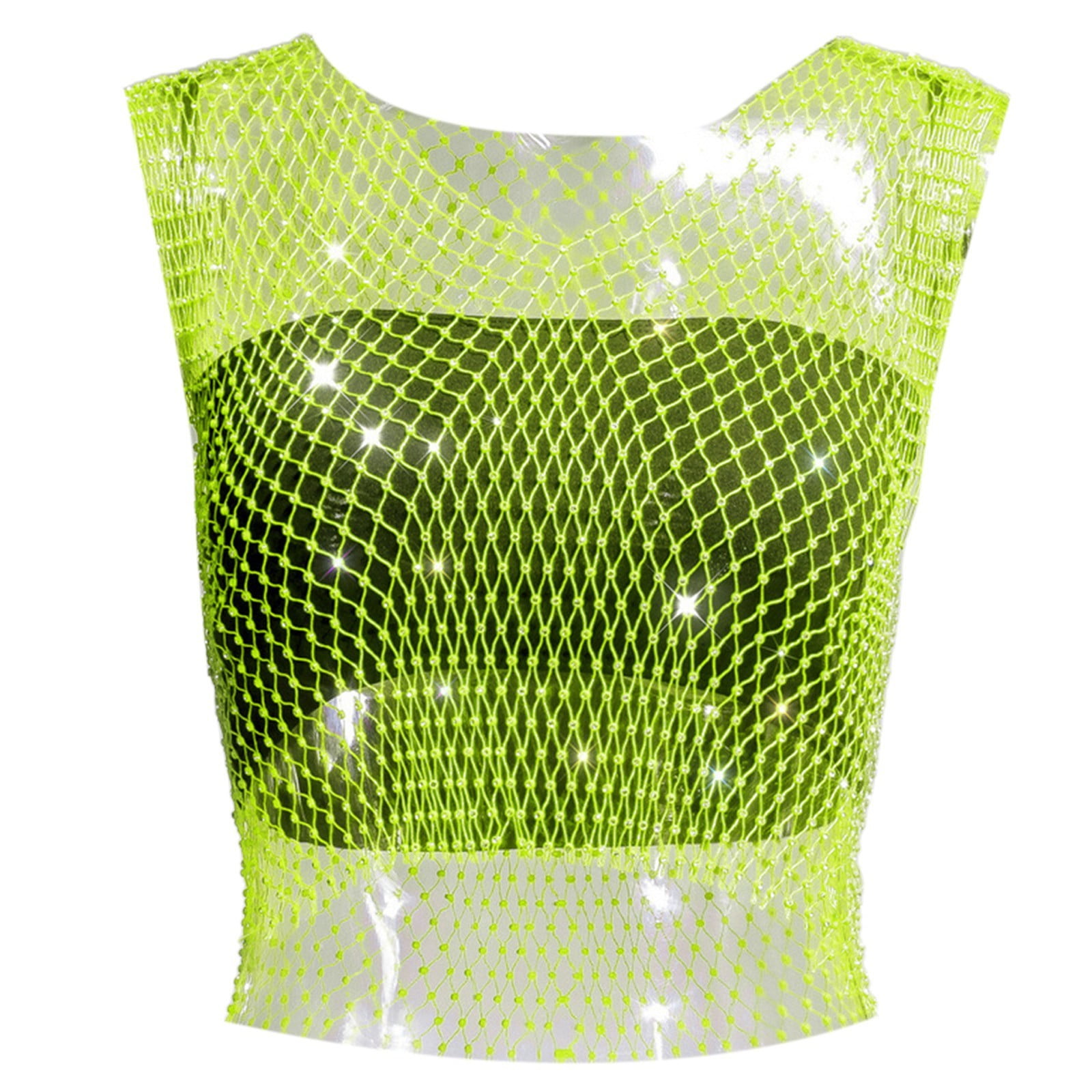 Click here for Hiiyo Womens Rhinestone Fishnet Tank Top Trendy Pa... prices