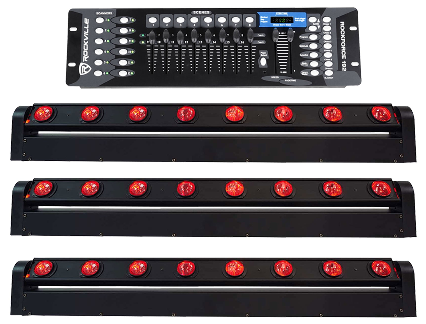 (3) Rockville MOTIONSTRIP Moving Head Wash/Beam Strip Light Bars+DMX ...