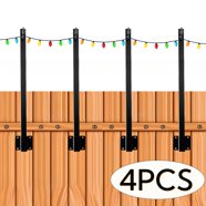 BENTISM 10.6ft Steel String Light Poles, 4 Pack Outdoor Lamp Post with ...