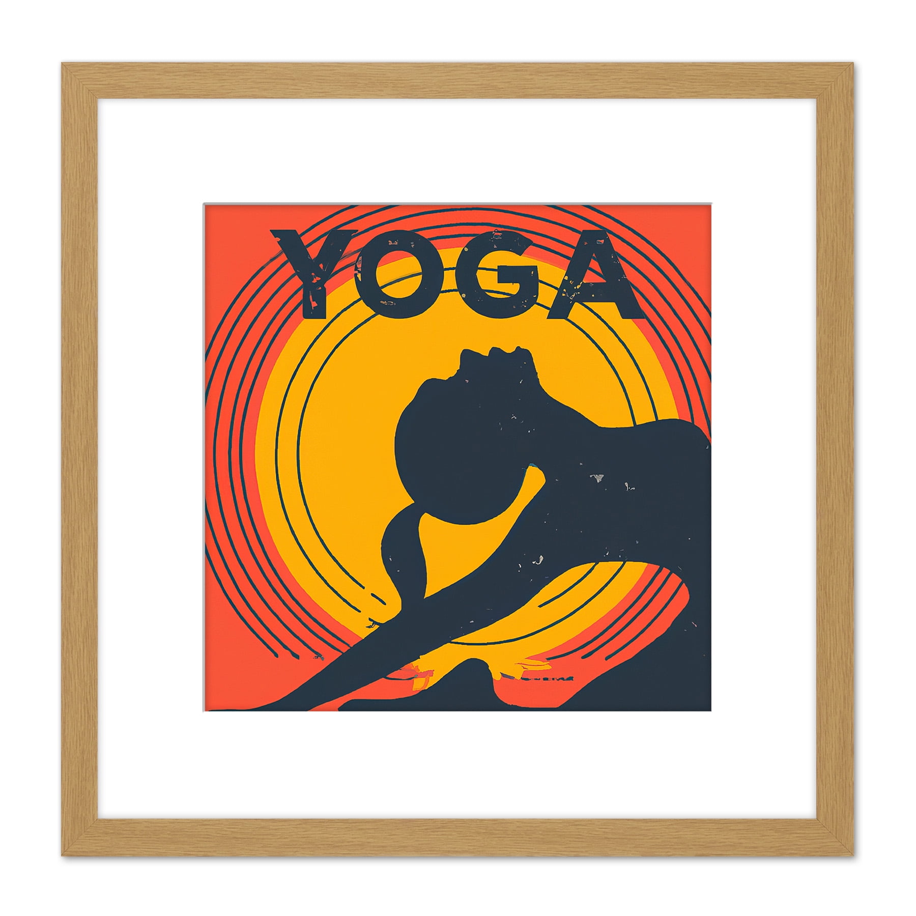 Yoga Pose Yogi Yellow Orange Silhouette Retro Style Wellness Relaxation ...