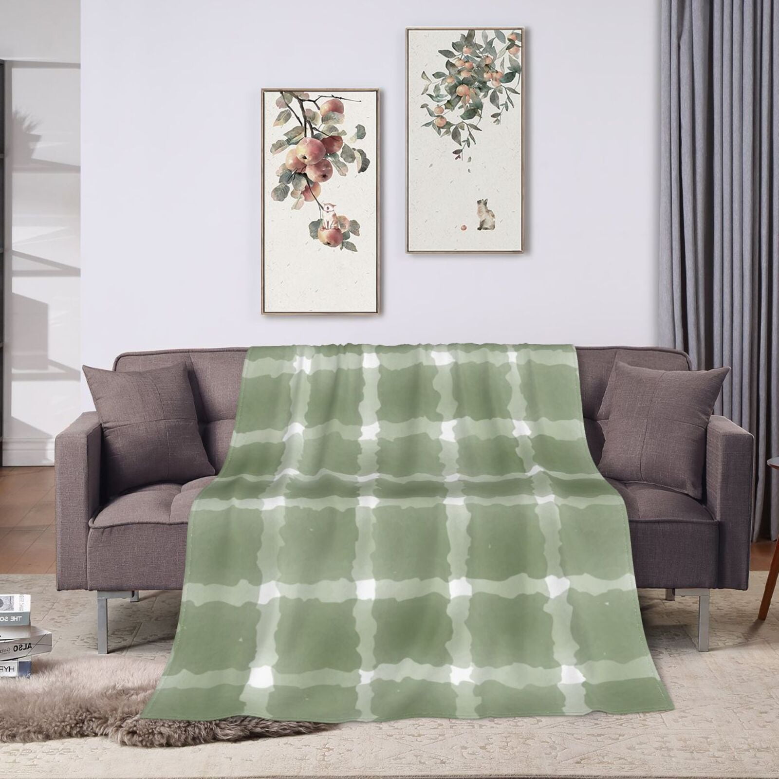 ZNDUO Green Abstract Watercolor Ink Pattern Throw Blanket, Lightweight ...