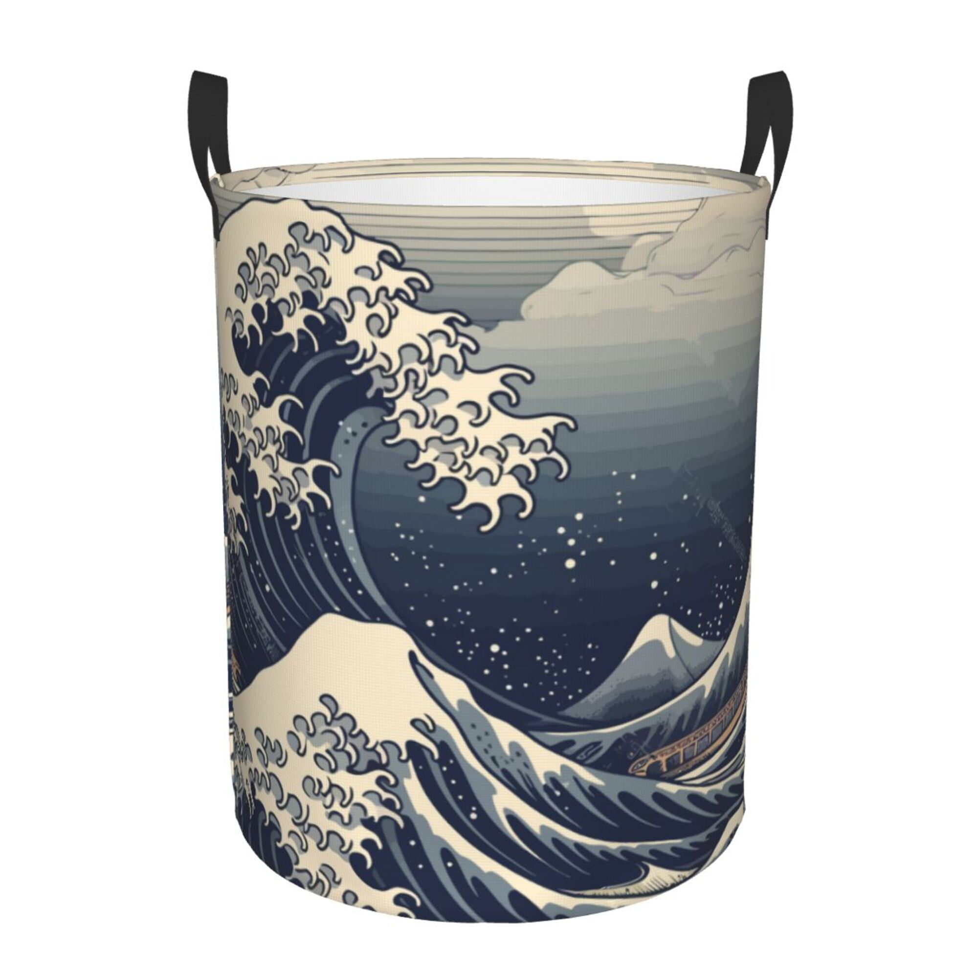 TEQUAN Waterproof Laundry Hampers, Japanese Style Great Waves Pattern ...
