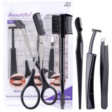 5 in 1 Eyebrow Tweezers Scissors and Razors Set Eyebrow Trimmer Shaver ...