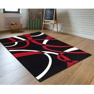 Allstar Red Round Modern Geometric Grey and Black square design Area ...