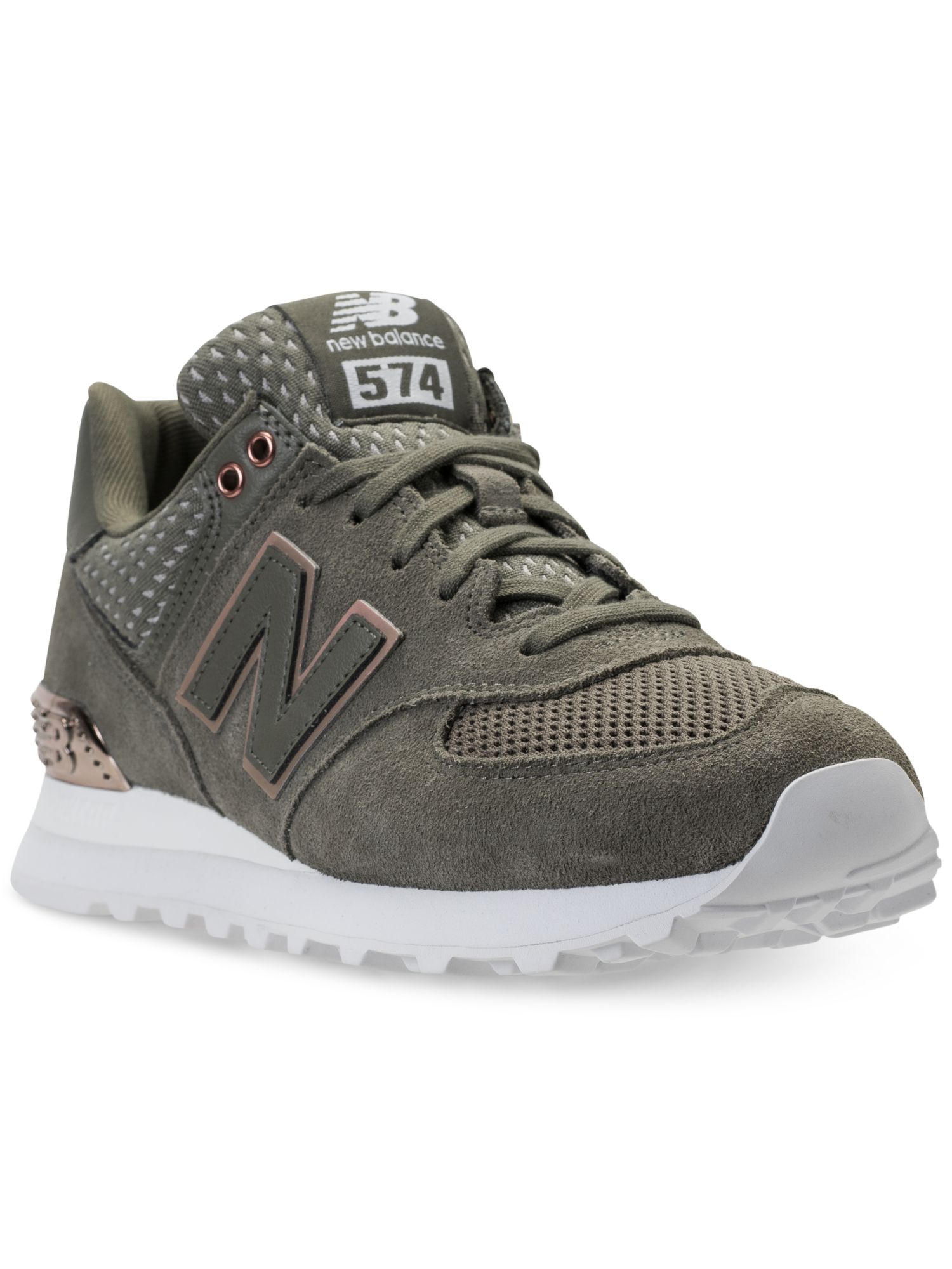 NEW BALANCE Womens Green Mixed Media Rose Gold Tone Heel Accent ...