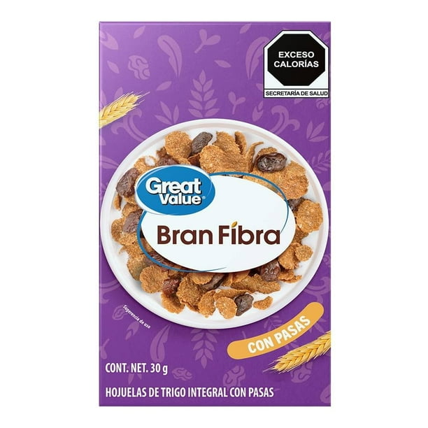 Cereal Great Value Bran Fibra Pasas 30g | Bodega Aurrera en línea