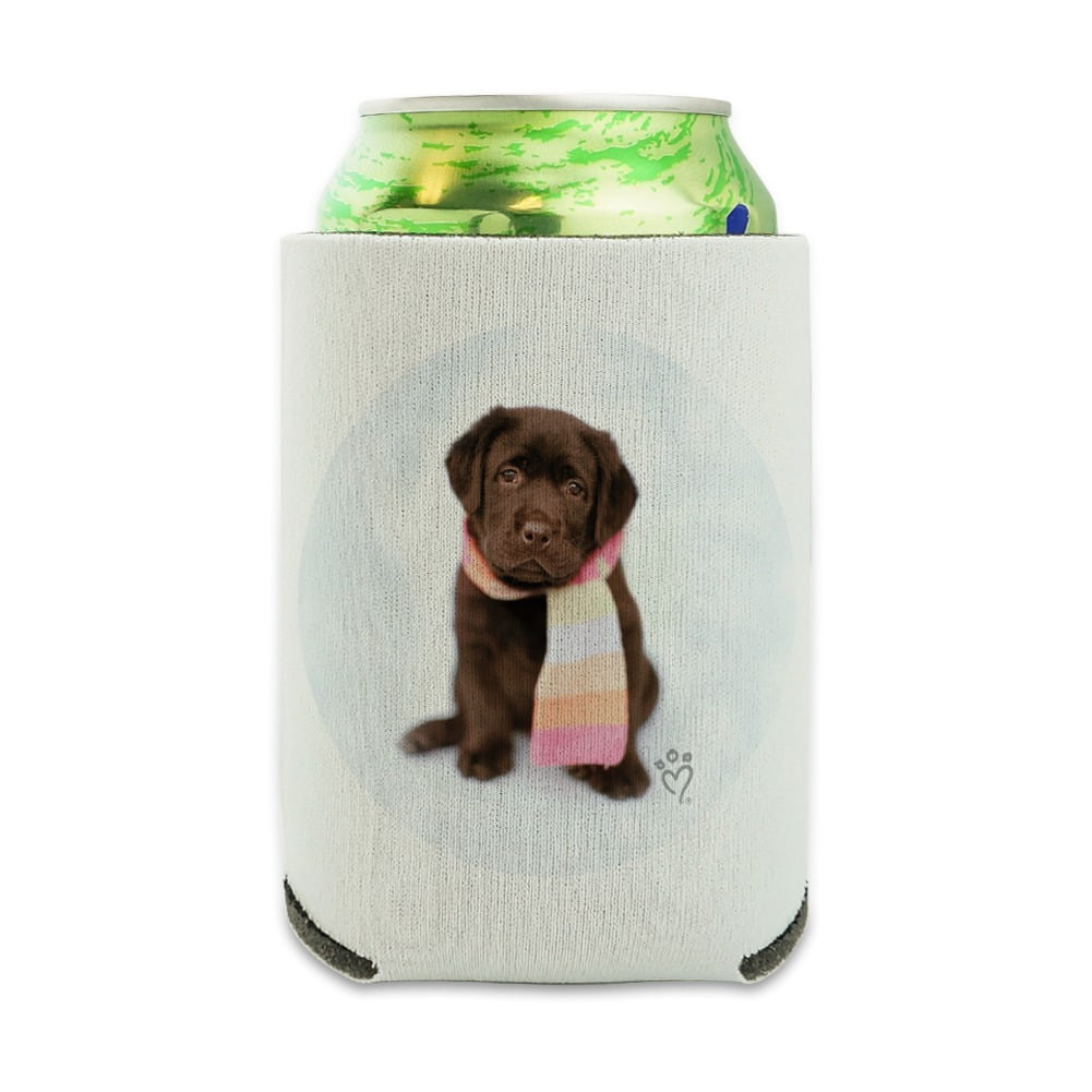 Lab Labrador Puppy Dog Wearing Scarf Can Cooler - Drink Sleeve Hugger ...