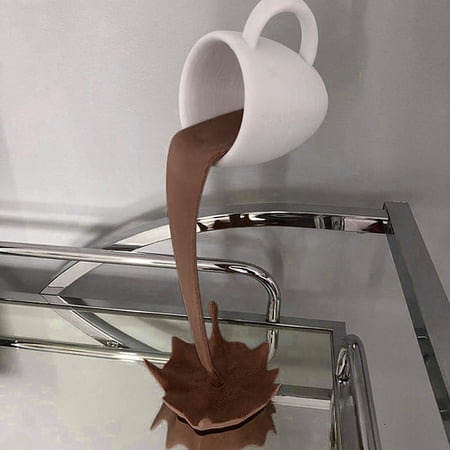 Huadaliy Resin Floating Coffee Cup Sculpture Pouring Liquid Mug Table ...