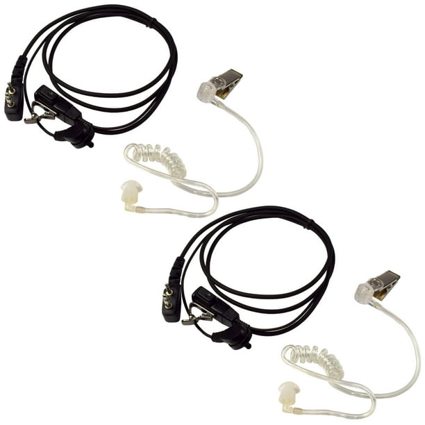 HQRP 2-pack 2 Pin Headsets Acoustic Tube Earpiece Mic for Yaesu FT-23 ...