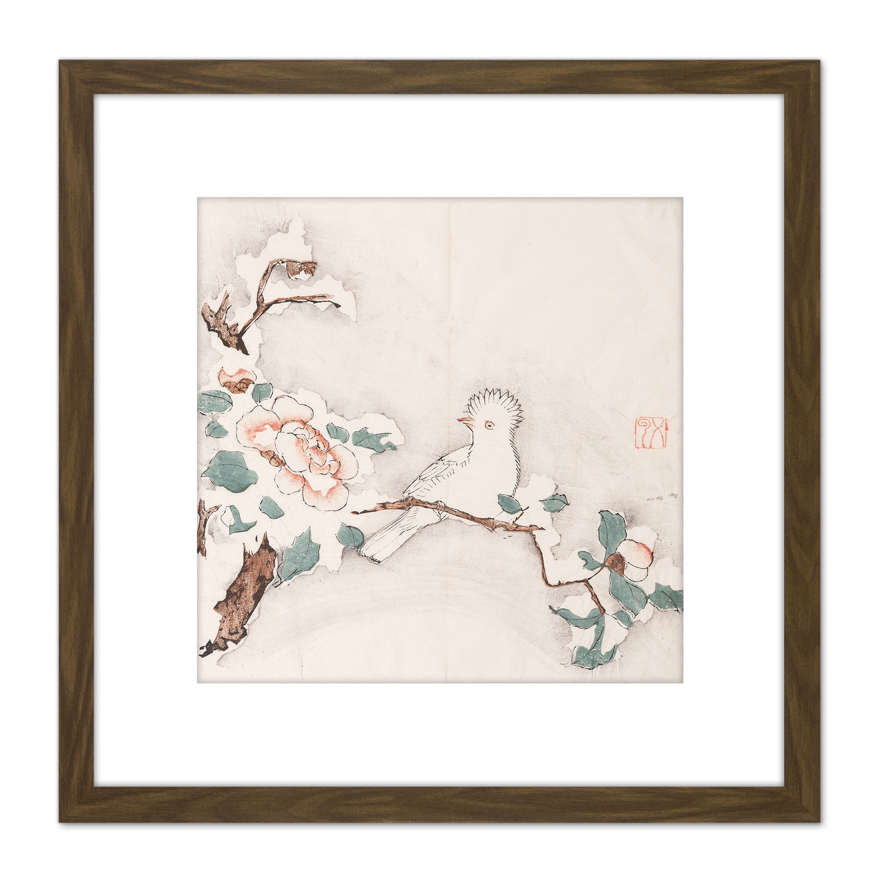 Zhengyan Shi Zhu Zhai Bird In Tree Chinese Painting 8X8 Inch Square ...