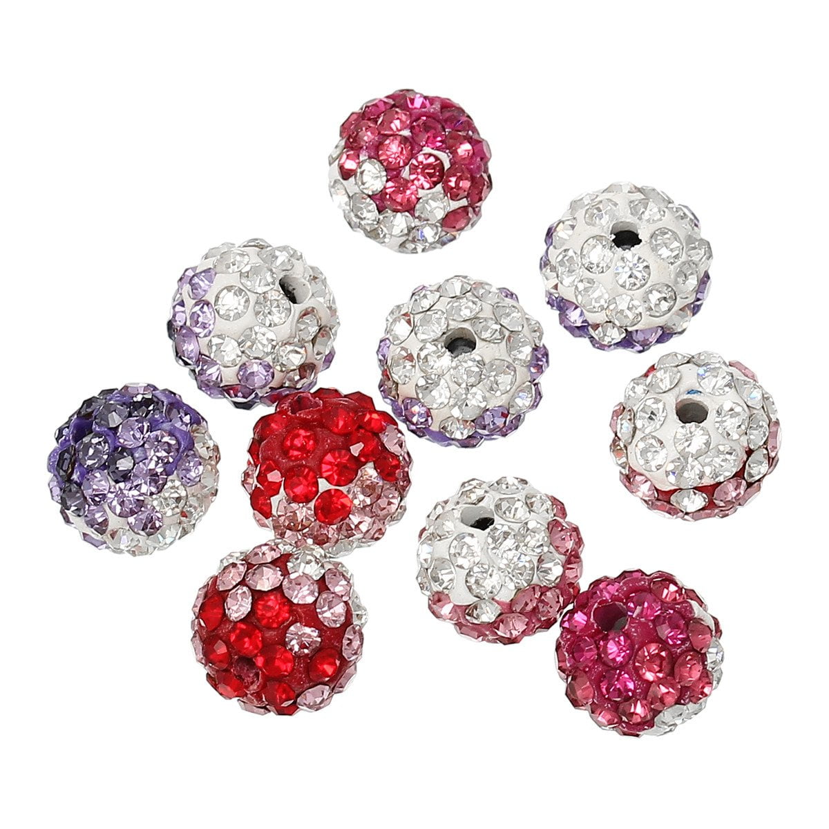 Sexy Sparkles 5 Pcs Multicolor Polymer Clay Ball Beads Pave w ...