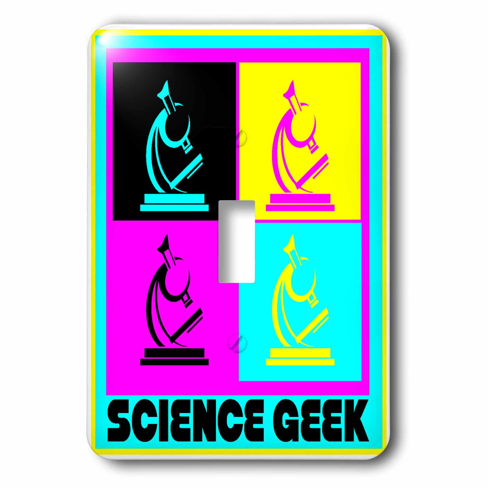 CMYK Pop art Microscope Science Geek Design Cartoon 2 plug outlet cover ...