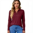 HAJWOH Womens Polo Uniform Shirts School Work Wine Long Sleeve Uniforms ...