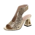 Samdudou Chunky Heel Sandals for Women Open Toe Geometric Block Heel ...