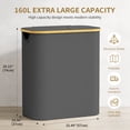 160L Laundry Basket With Lid, 3 Section Large Capacity With Removable ...