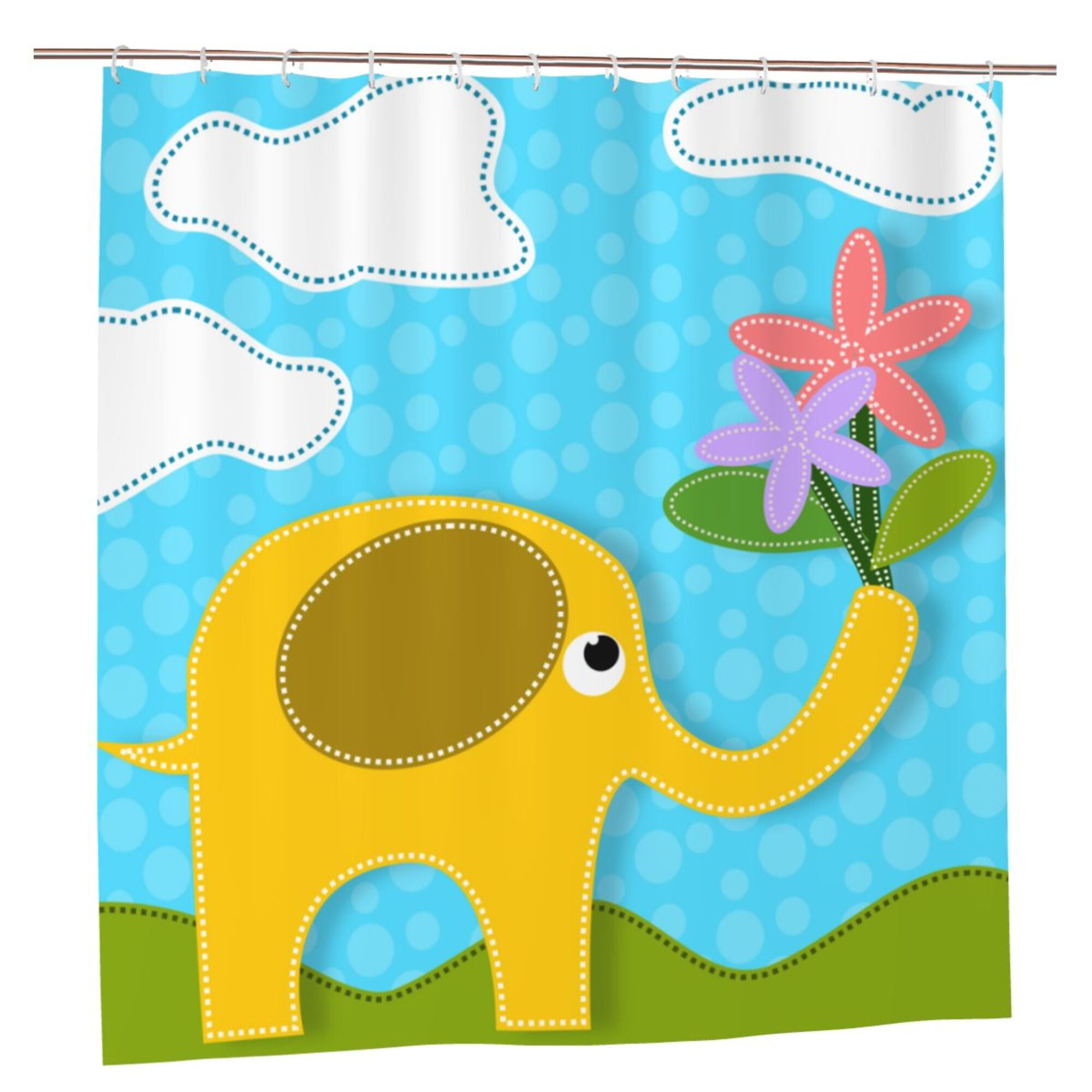 Yfyang Waterproof Bathroom Shower Curtain Cute Cartoon Elephant Shower