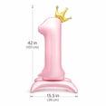 42” Standing Crown Number 1 Balloon, Large Pink Foil Balloon for ...