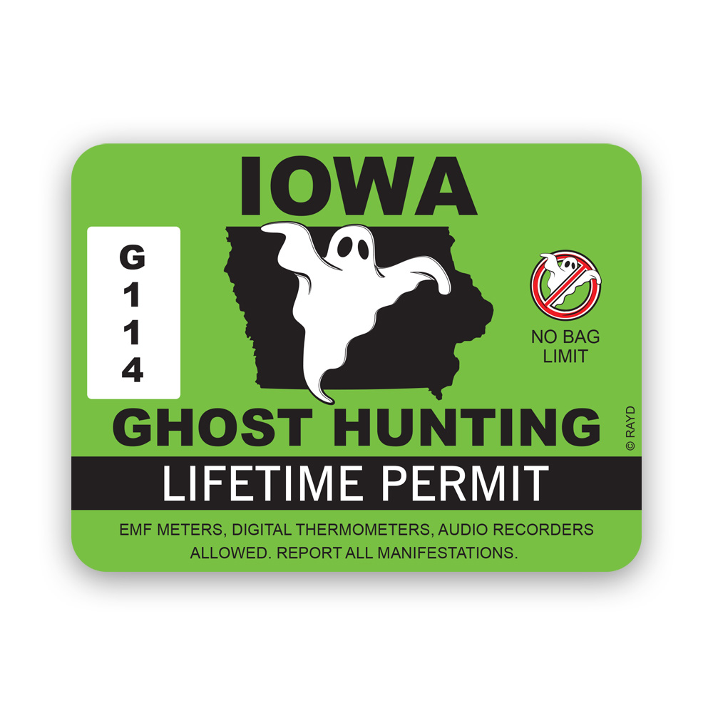 Iowa Ghost Hunting Permit Sticker Decal - Self Adhesive Vinyl ...