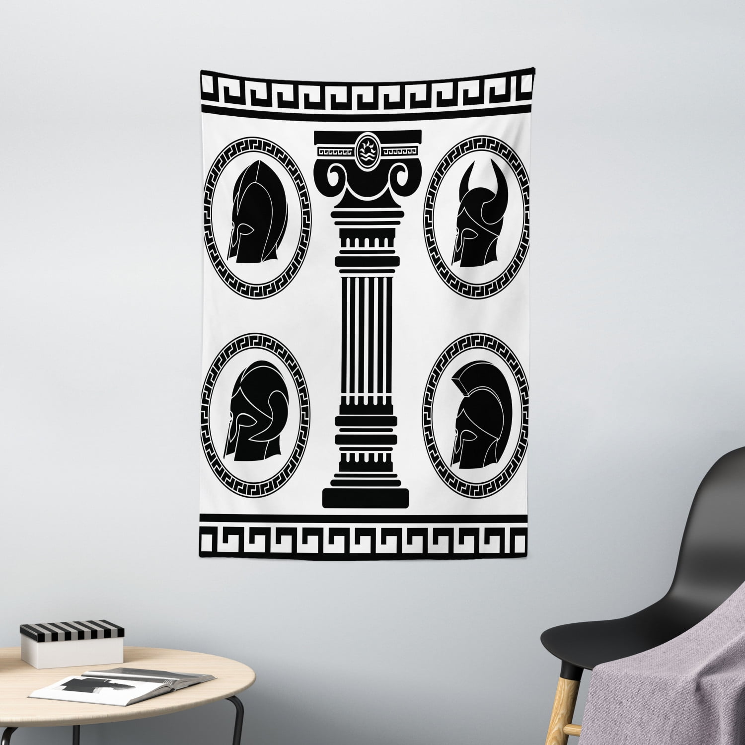 Toga Party Tapestry, Patterned Circular Frames with Antique Accessories ...