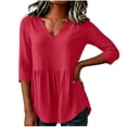 Hfnxid Womens Cotton Linen Tops Loose Fit 3/4 Sleeve Tunic Top Casual ...