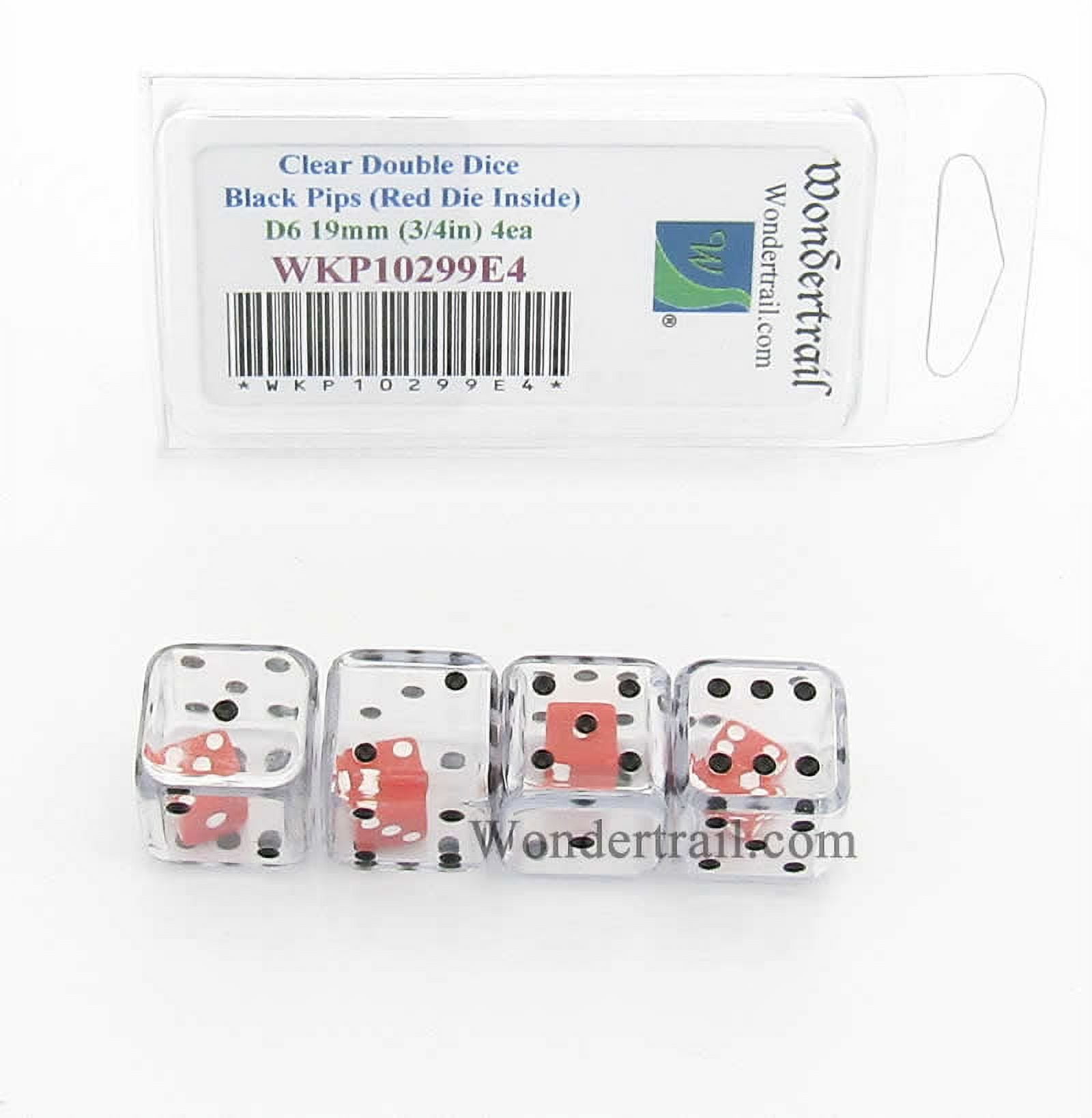 Clear Doubling Cube Dice with Black Pips D8 19mm (3/4in) (Red Die ...