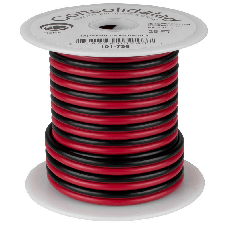 Consolidated 12 AWG 2 conductor Power Speaker Wire 25 Ft Red Black consolidated-12-awg-2-conductor-power-speaker-wire-25-ft-red-black
