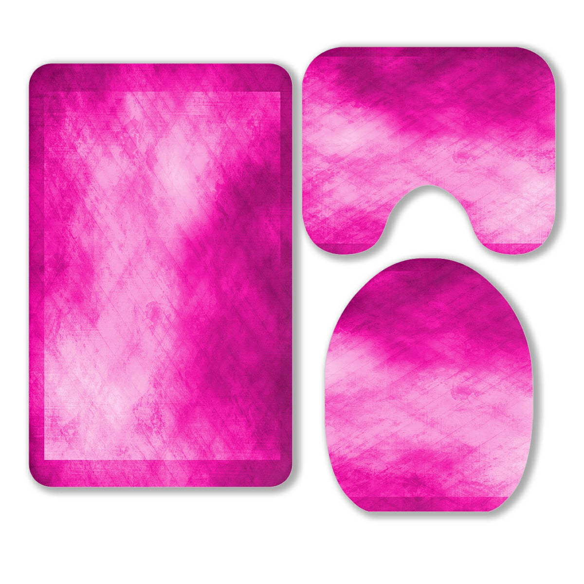 ABPHQTO Pink Background 3 Piece Bathroom Rugs Set Bath Rug Contour Mat ...