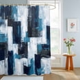 Bathroom Shower Curtain Abstract Graffiti Blue White Color Block ...
