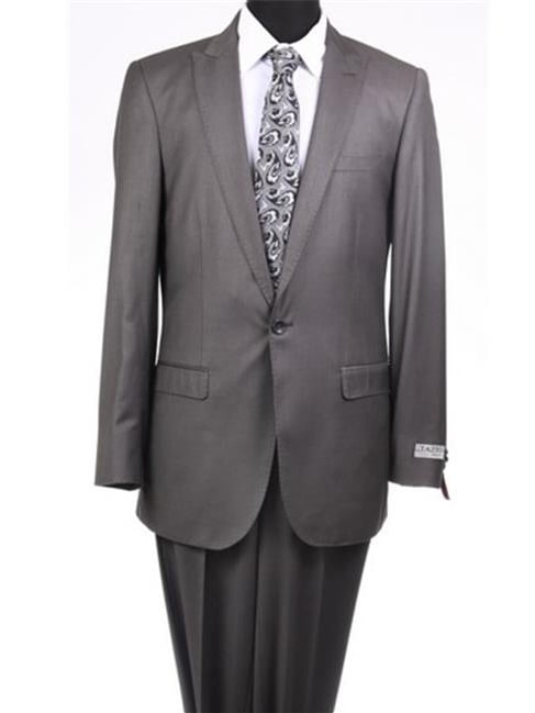 Mens Suits Single Breasted Pick Stitch Peak Lapel Mens Slim Suit Grey ...