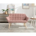 Guyou Modern 2-Seater Loveseat Sofa, Linen Mini Couch with Quilted Back ...