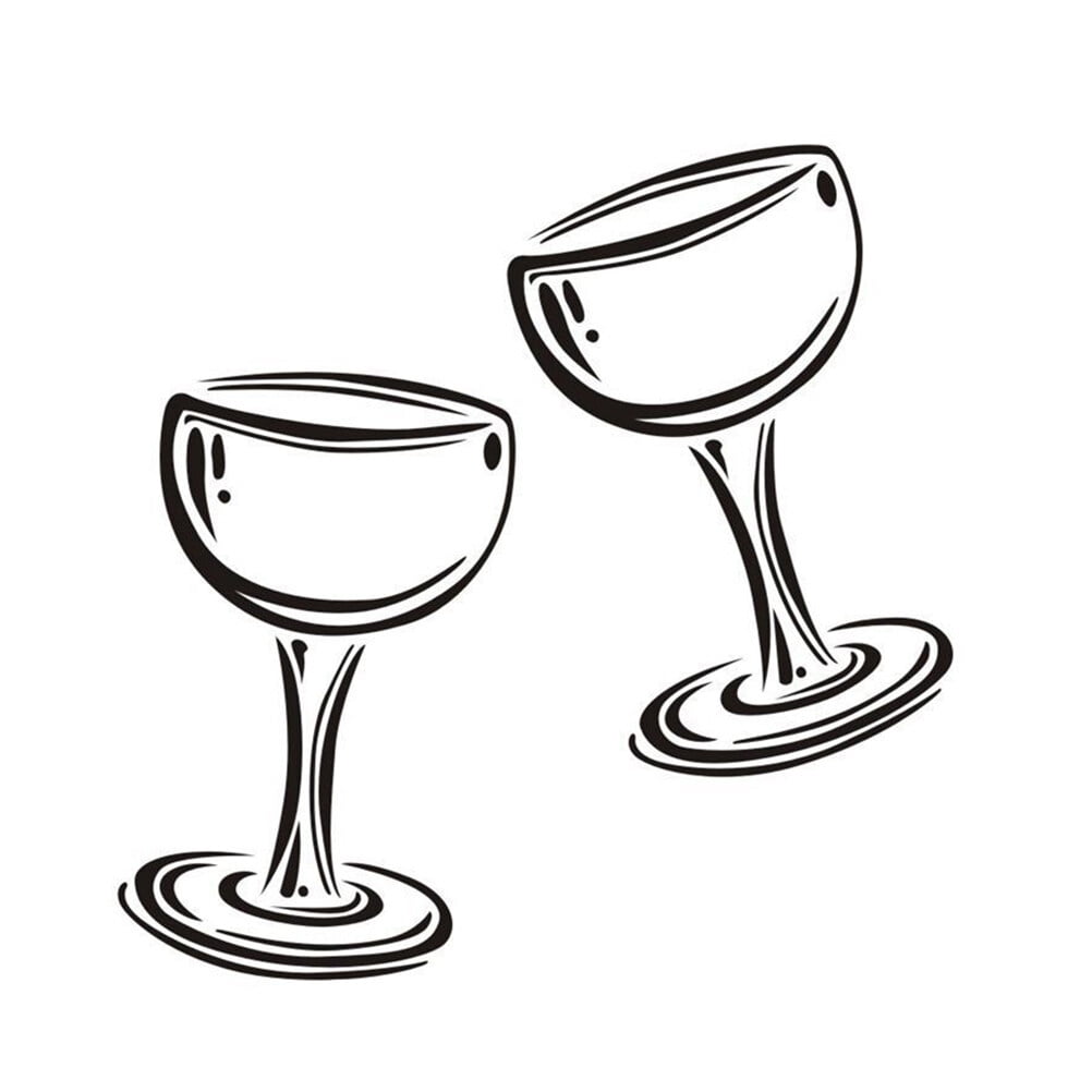 Rosarivae Wine Glass Wall Sticker Creative Wallpaper Stylish Wall Decal Decorative Sticker For