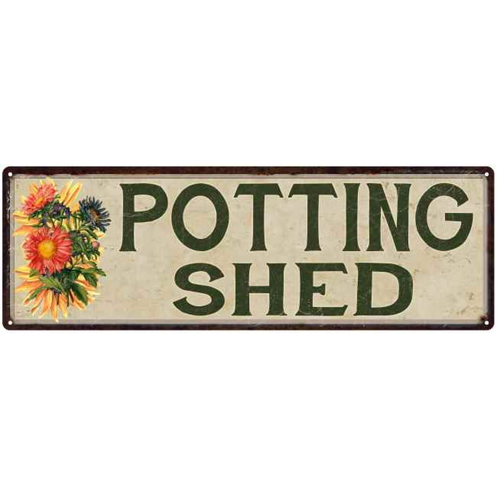 Potting Shed Garden Patio Vintage Vegetable Wall 6x18 Metal Sign ...
