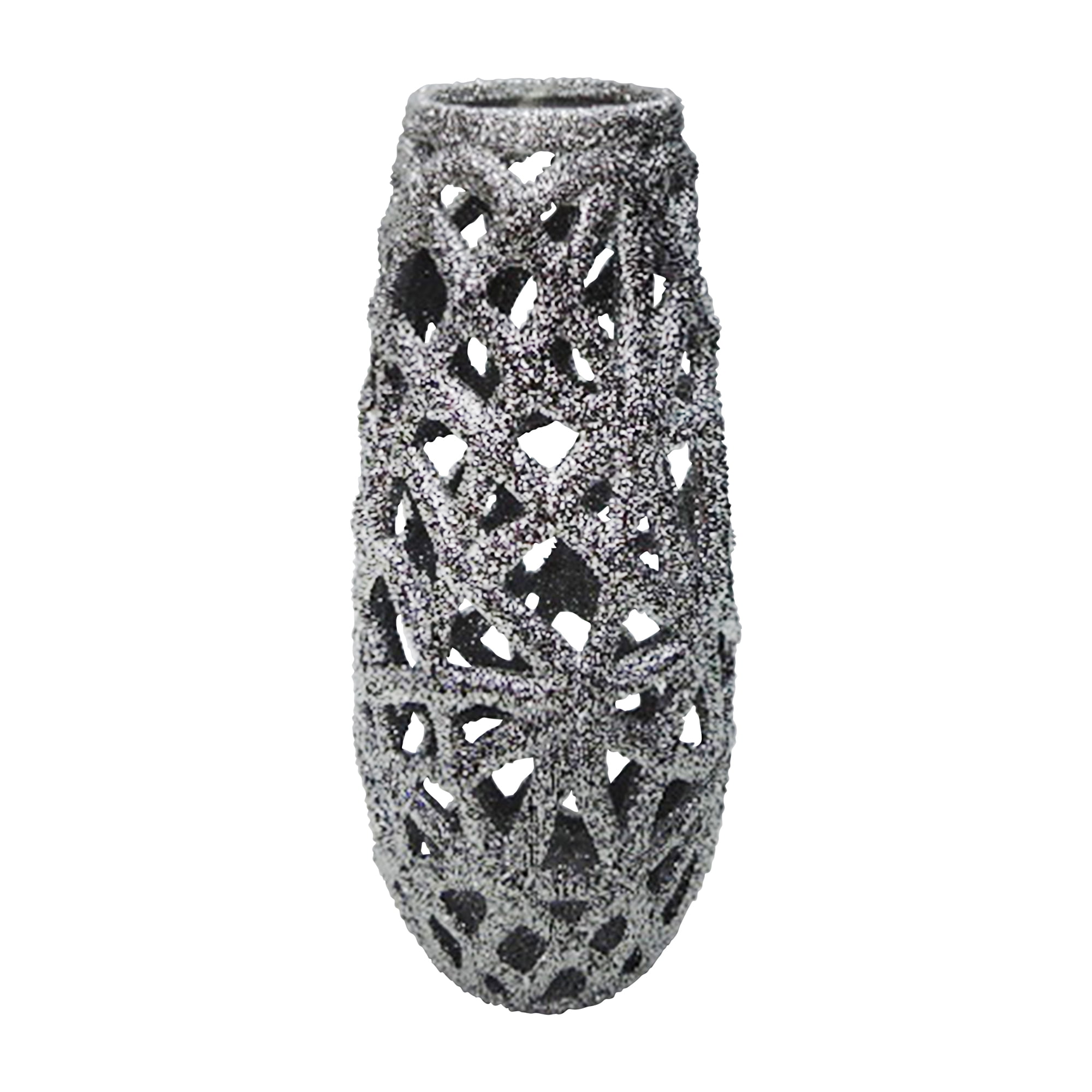 Sagebrook Home Ceramic 13" Cut-out Vase, Silver - Walmart.com