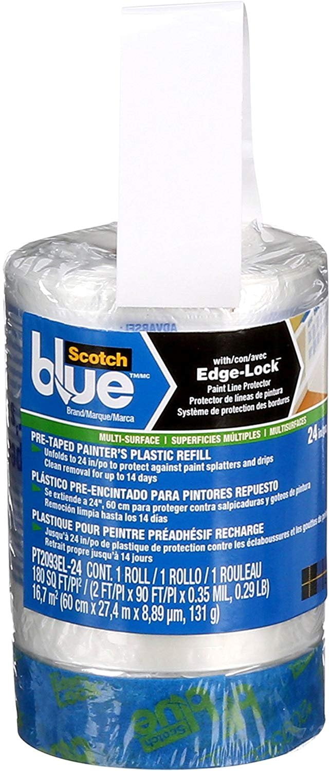 ScotchBlue Pre-taped Painter's Plastic, Unfolds to 24-Inches by 30-Yard ...