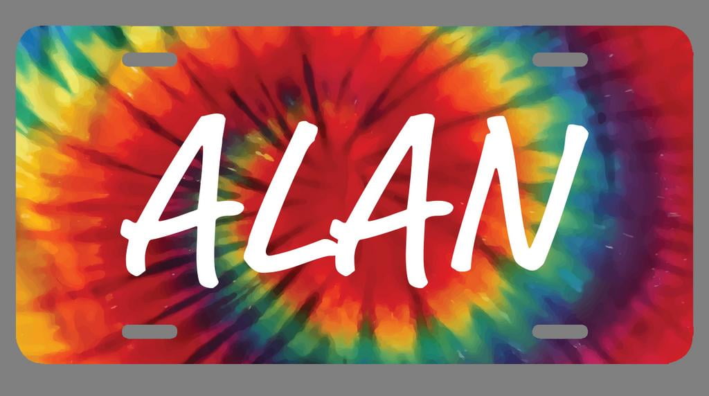 Alan Name Tie Dye Style License Plate Tag Vanity Novelty Metal | UV ...