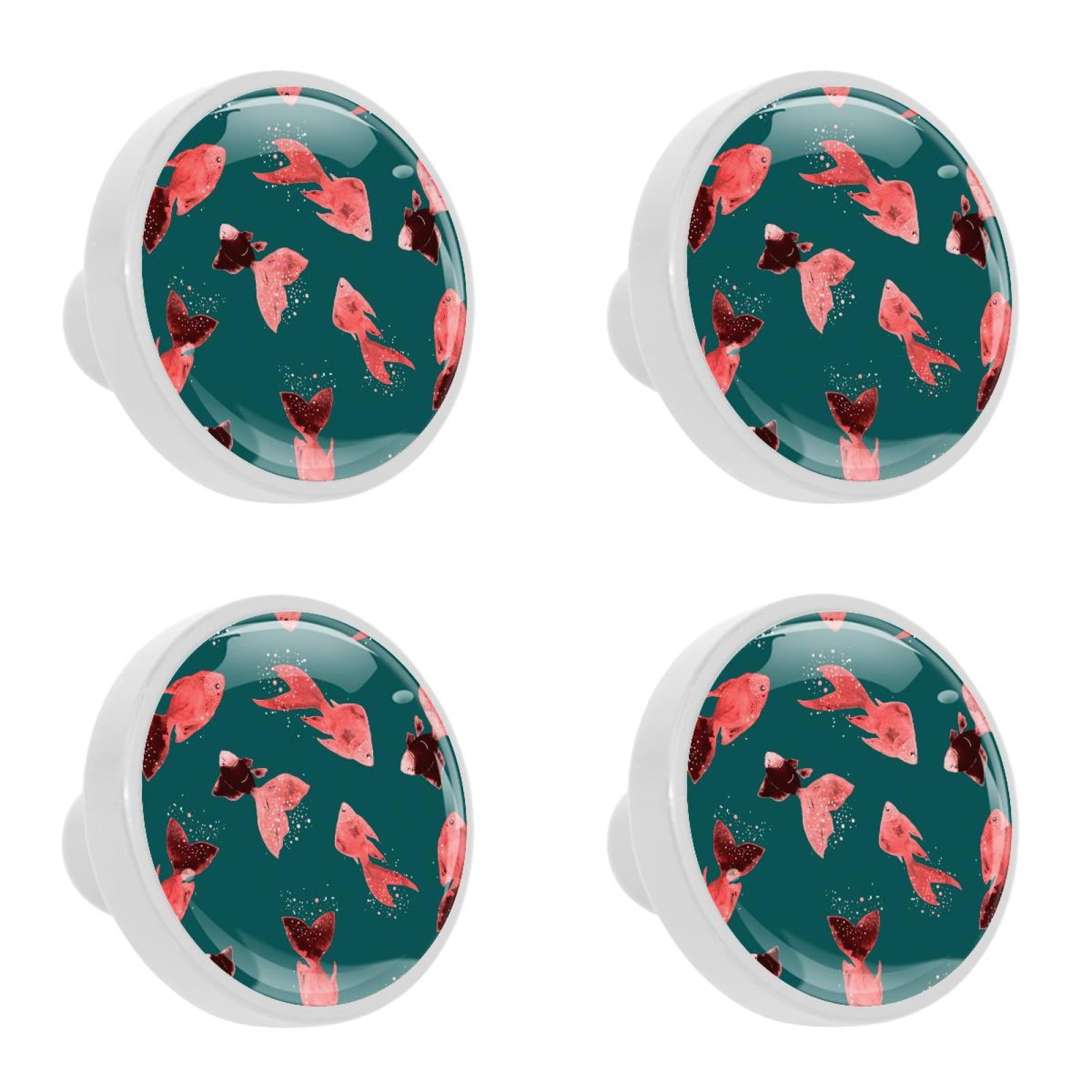 4 Pcs Watercolor Fish Knobs for Kitchen Cabinet Cupboard Dresser ...