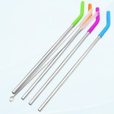 4th Utensil Reusable Silver Stainless Steel Straw Set - Walmart.com
