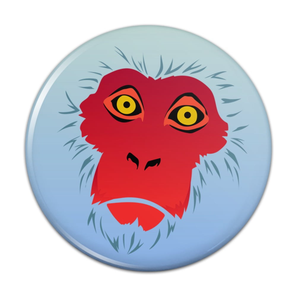Snow Monkey Face Red Pinback Button Pin - Walmart.com