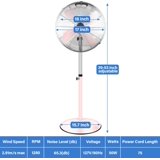 HealSmart 16 inch 3 Speed Pedestal Stand Fan with Tilt Oscillating ...